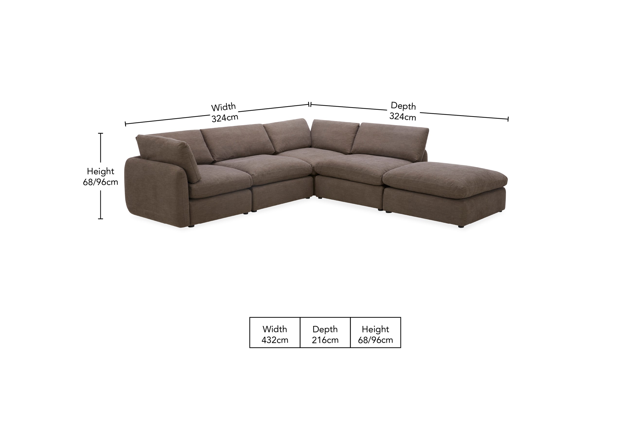 Cali Mark II | 5 Seat Chaise Modular Lounge | Removable Covers ...