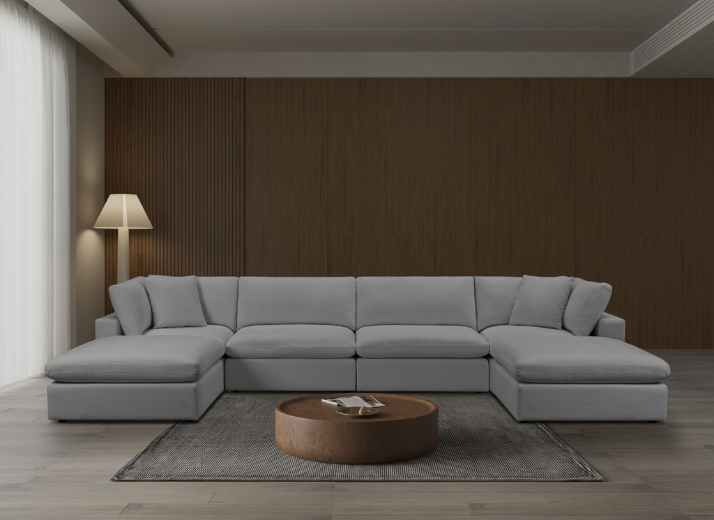 Cali | Sol Grey | Modular 6 Piece Sofa | Removable Covers | Feather ...