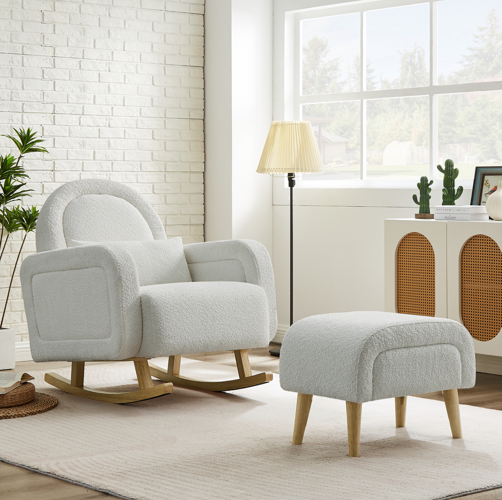 The Mellow Rocker | Boucle Dusk | Rocking Chair & Ottoman | Furniture Forum